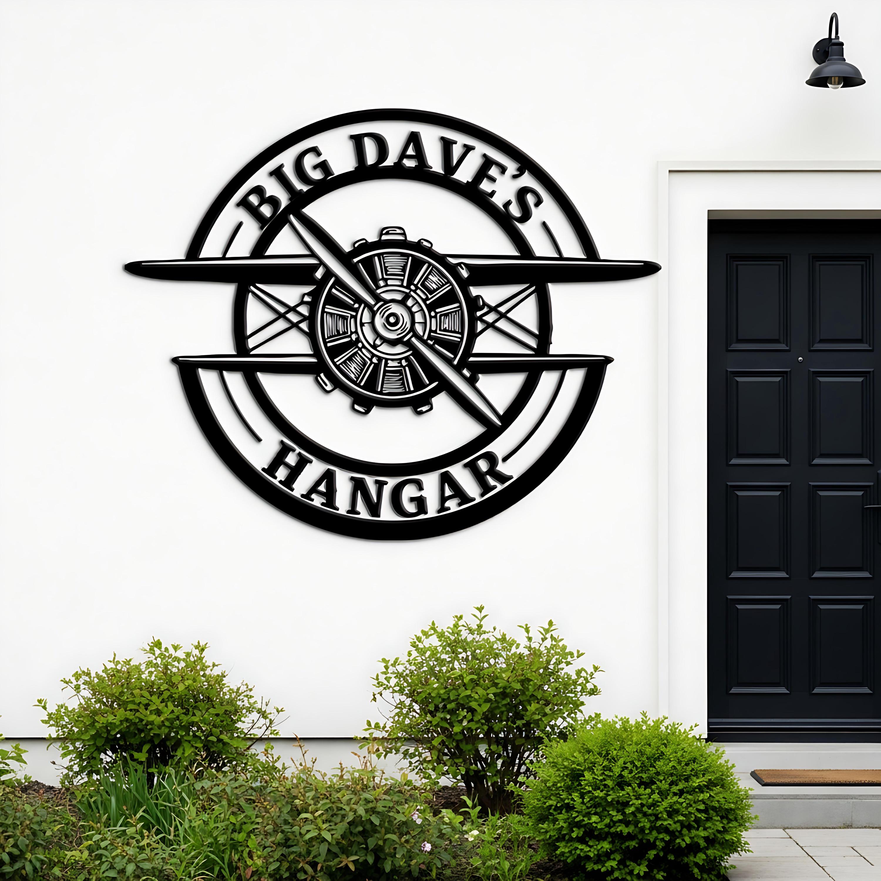 Custom Airplane Hangar Sign, Personalized Pilot Metal Wall Art ...