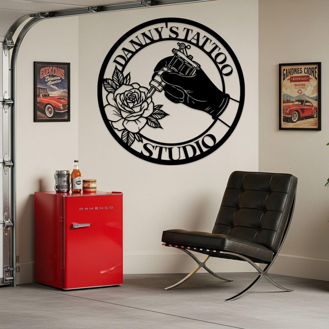 Custom Tattoo Studio Metal Sign, Personalized Artist Shop Wall Art ...