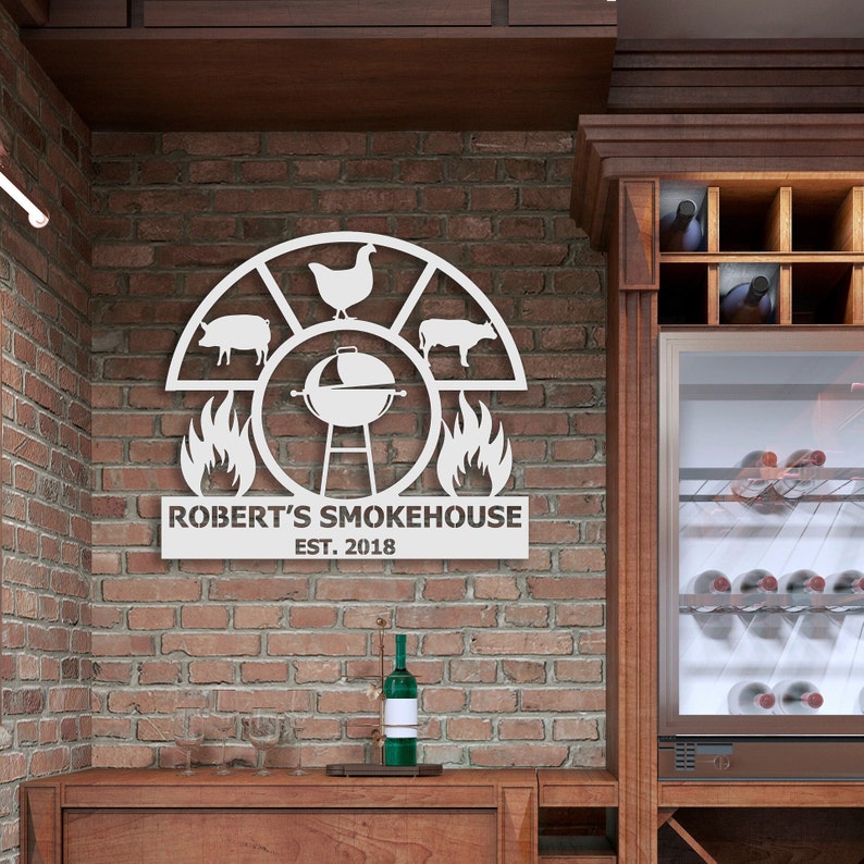 Custom BBQ Metal Wall Sign, Smokehouse Metal Sign, Ideal for BBQ Party ...