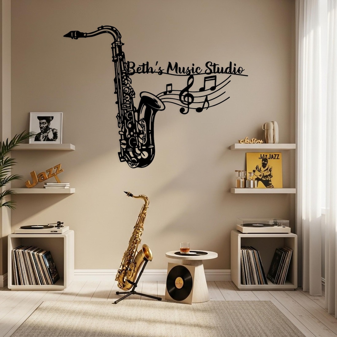 Custom Saxophone Sign, Personalized Jazz Instrument Wall Art, Metal ...
