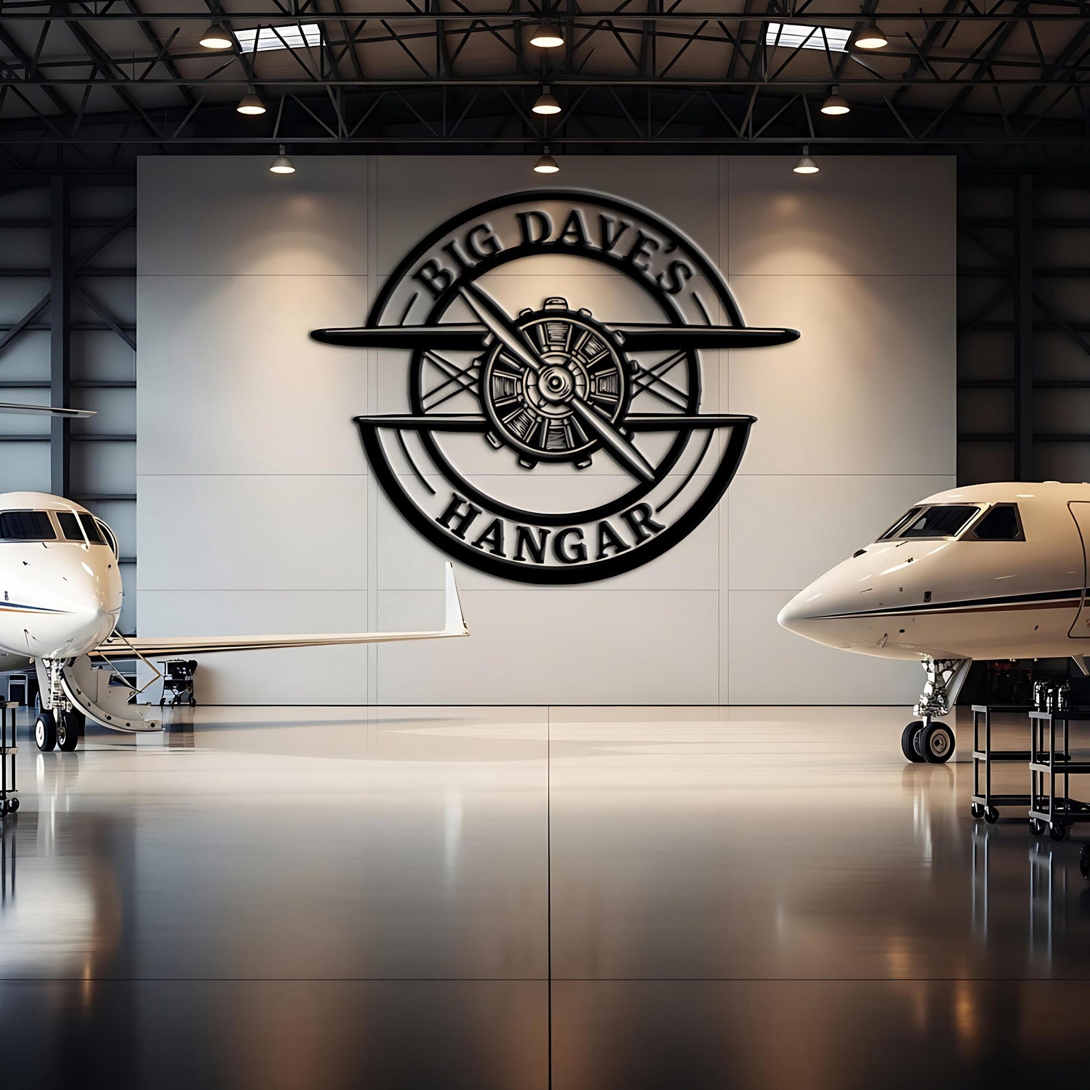Custom Airplane Hangar Sign, Personalized Pilot Metal Wall Art ...