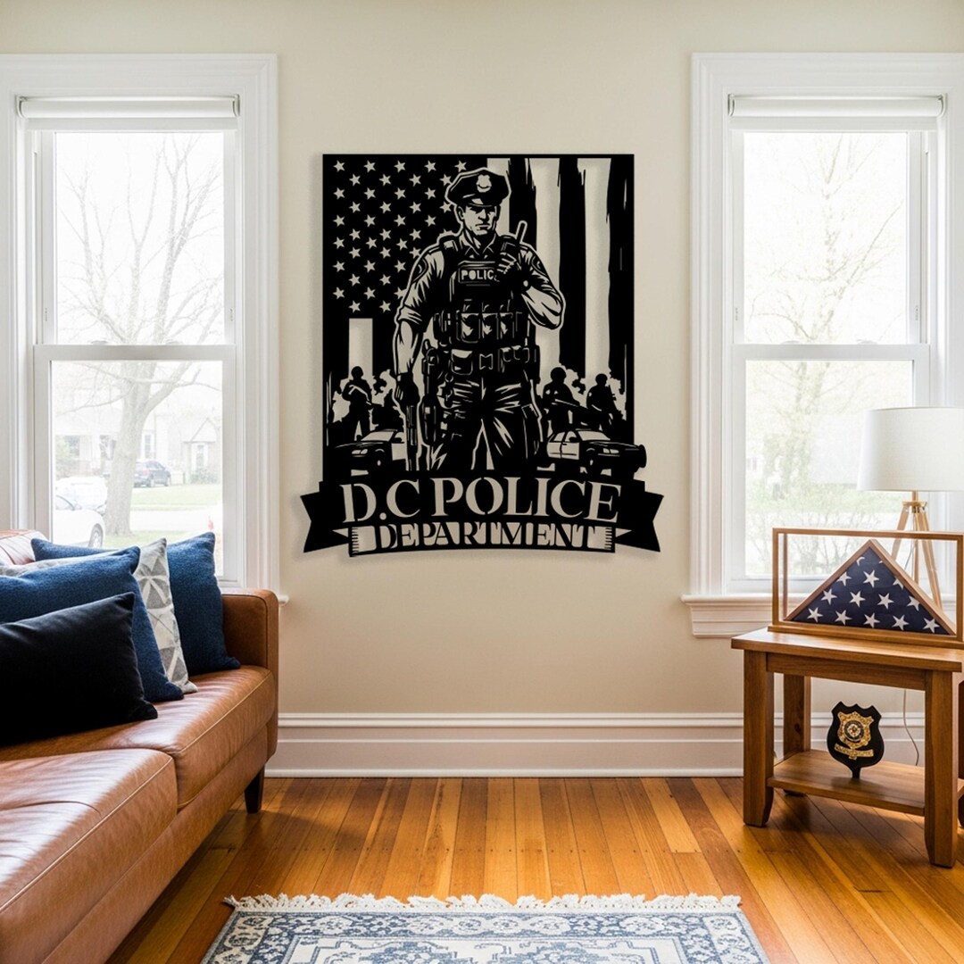 Police Officer Metal Wall Art, Law Enforcement Wall Decor, Patriotic ...