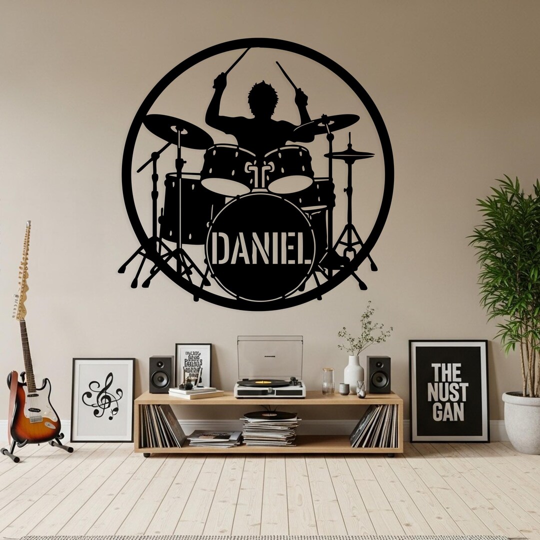 Custom Drummer Metal Wall Art, Drum Set Garage Decor, Music Room Wall ...