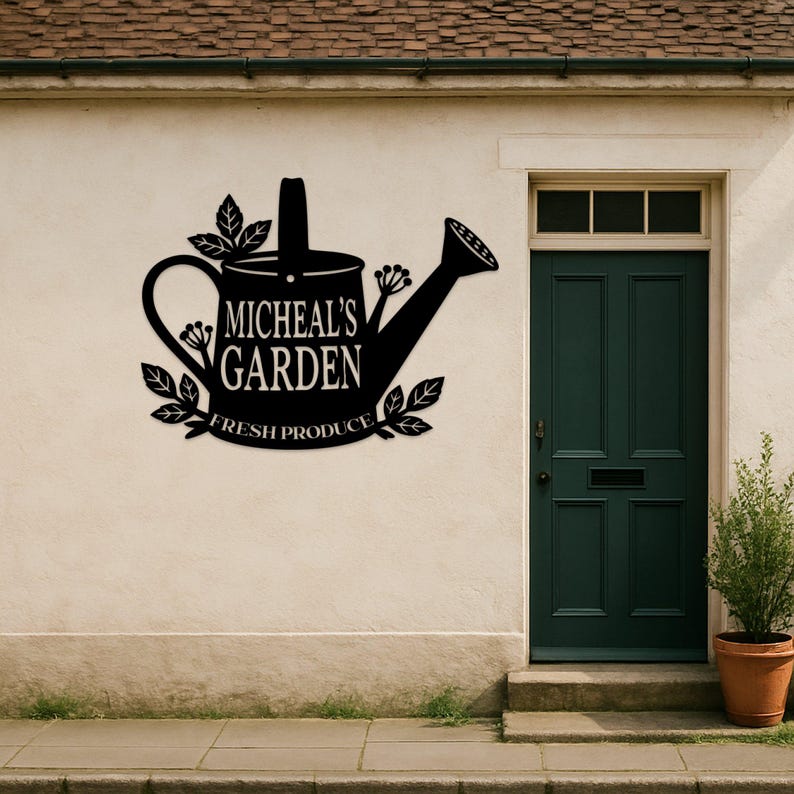 Custom Garden Watering Can Sign, Personalized Greenhouse Metal Art ...