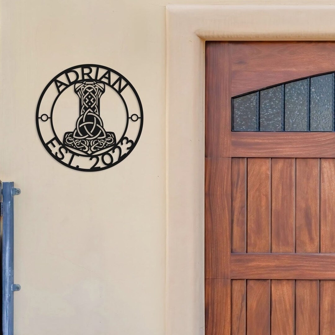 Custom Thor's Hammer Metal Wall Decor, Scandinavian Home Decor, Custom ...