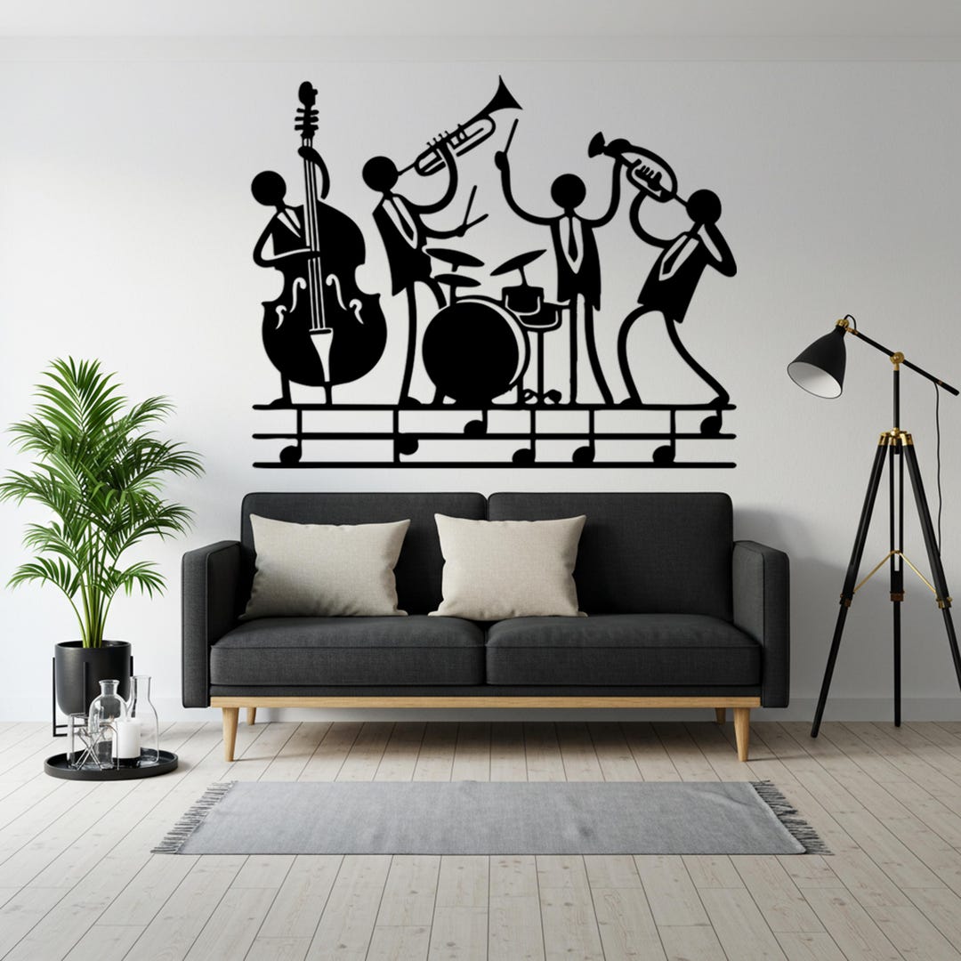 Jazz Band Metal Wall Art, Music Room Wall Decor, Retro Musician Wall ...