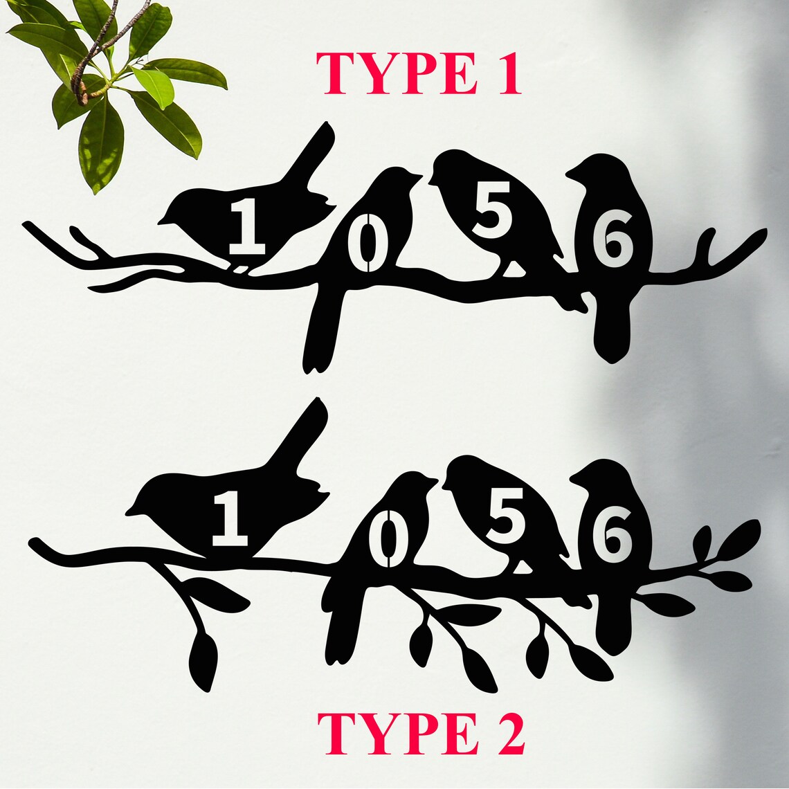 Personalized Birds Detailed Metal House Address Sign, Tree Branch and ...