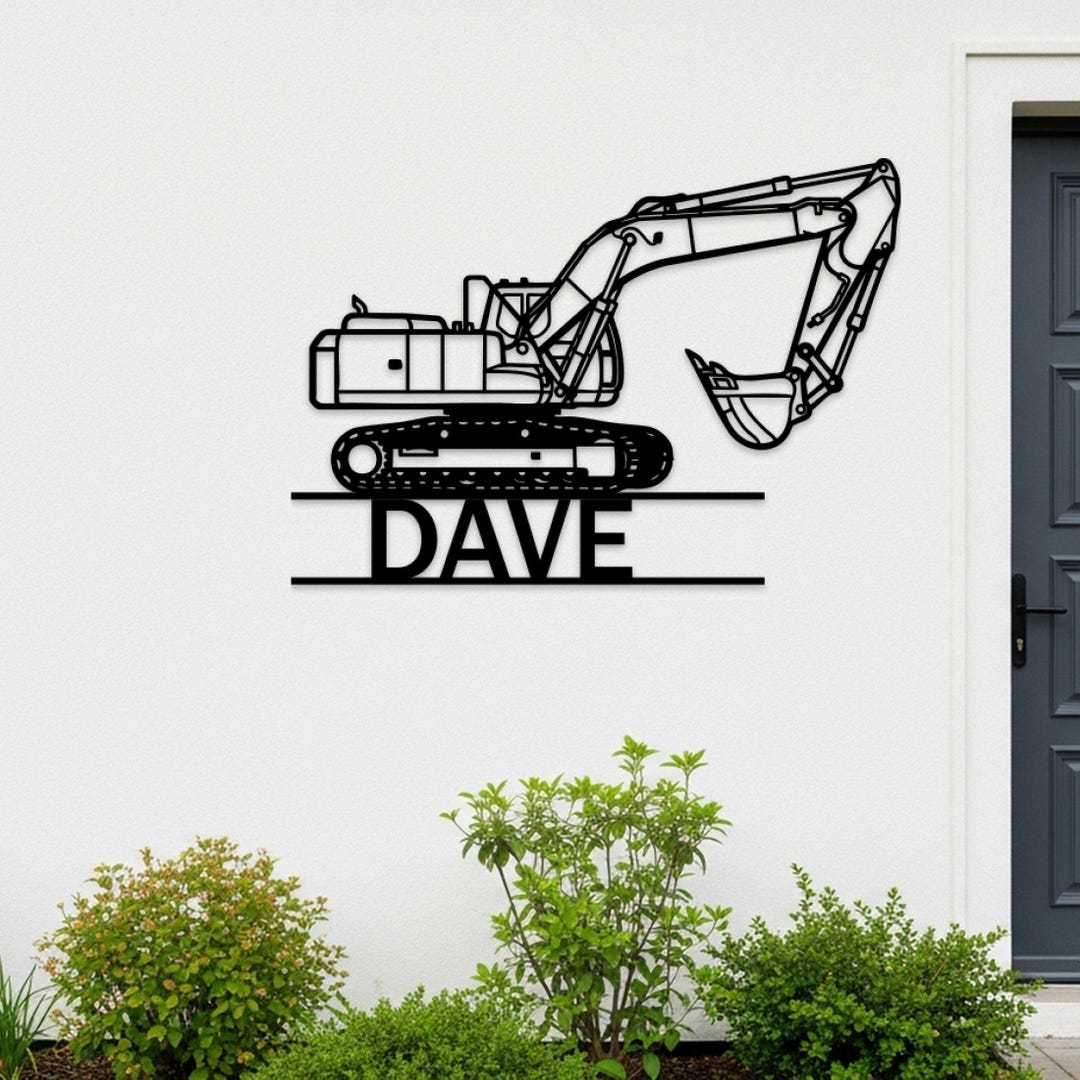 Custom Excavator Metal Wall Art Sign, Personalized Construction Decor ...