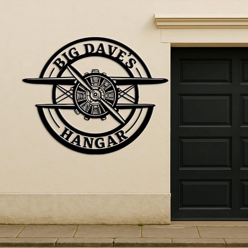 Custom Airplane Hangar Sign, Personalized Pilot Metal Wall Art ...