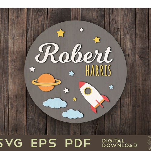 Custom Nursery Name Laser Cut File Round Wood Sign SVG - Etsy