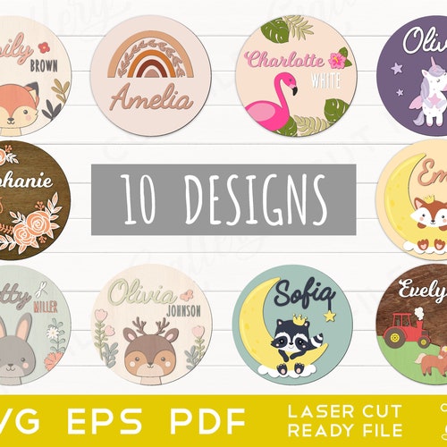 Baby Name Sign SVG Bundle. Laser Cut File for Glowforge Set - Etsy