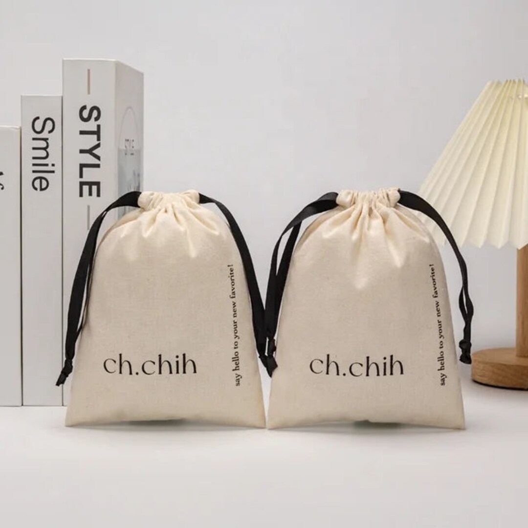 Custom Reusable Large Size Black Cotton Canvas Drawstring Pouch Bags ...