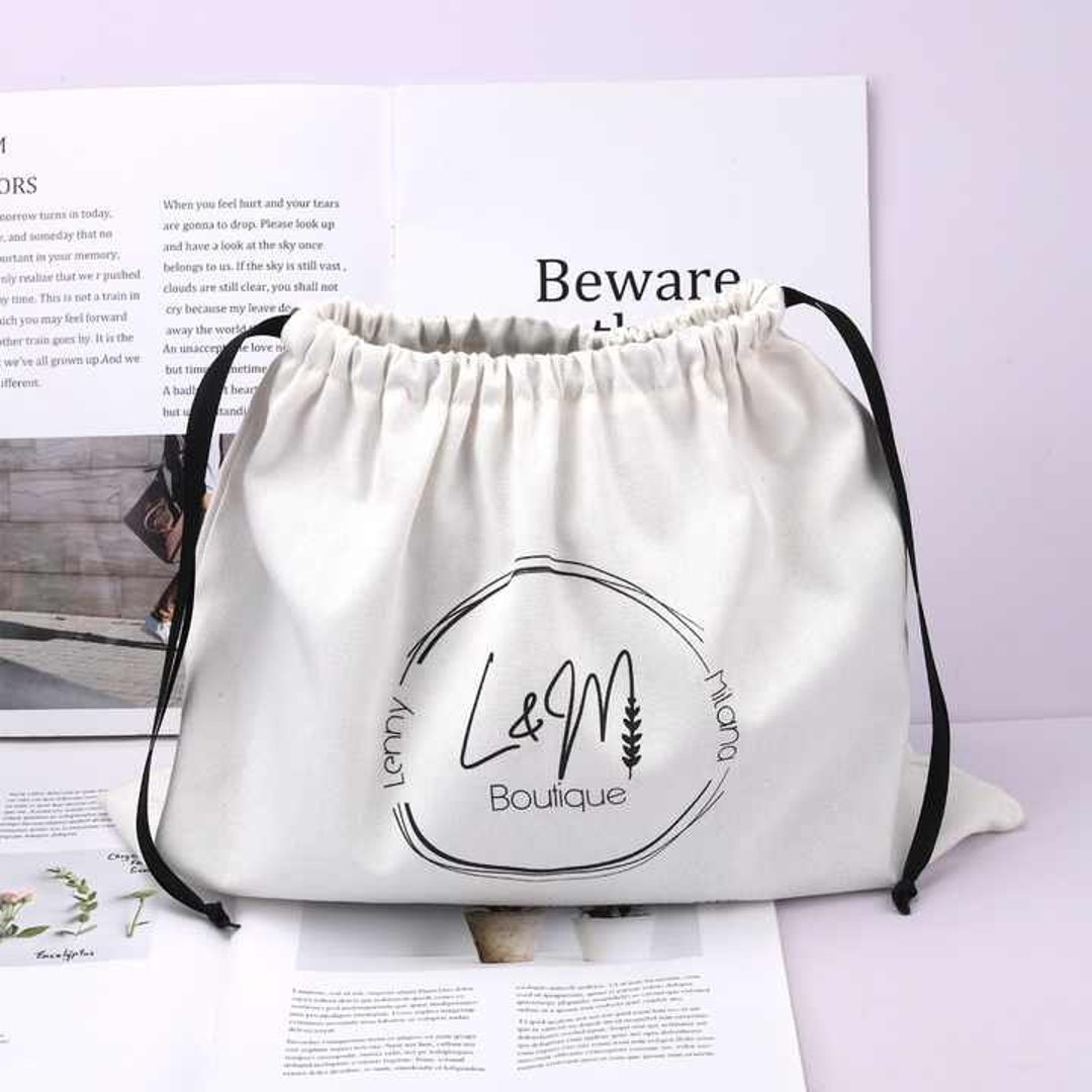 100 Organic Cotton Drawstring Bag, Personalized Jewelry Packaging Pouch ...