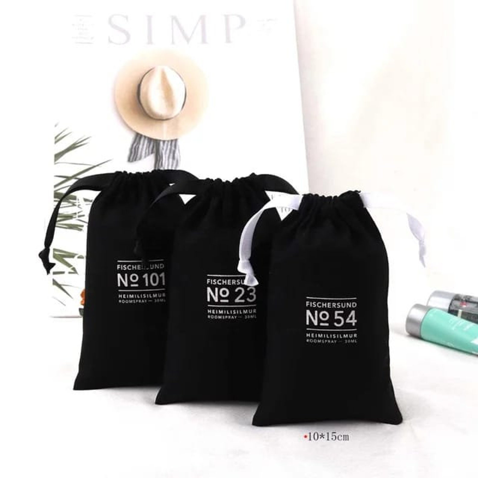 Thick Natural Organic Cotton Drawstring Bag With Grosgrain Satin Ribbon ...
