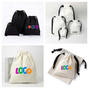 Custom Reusable Large Size Black Cotton Canvas Drawstring Pouch Bags ...