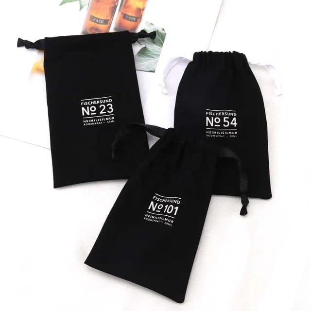 Thick Natural Organic Cotton Drawstring Bag With Grosgrain Satin Ribbon ...