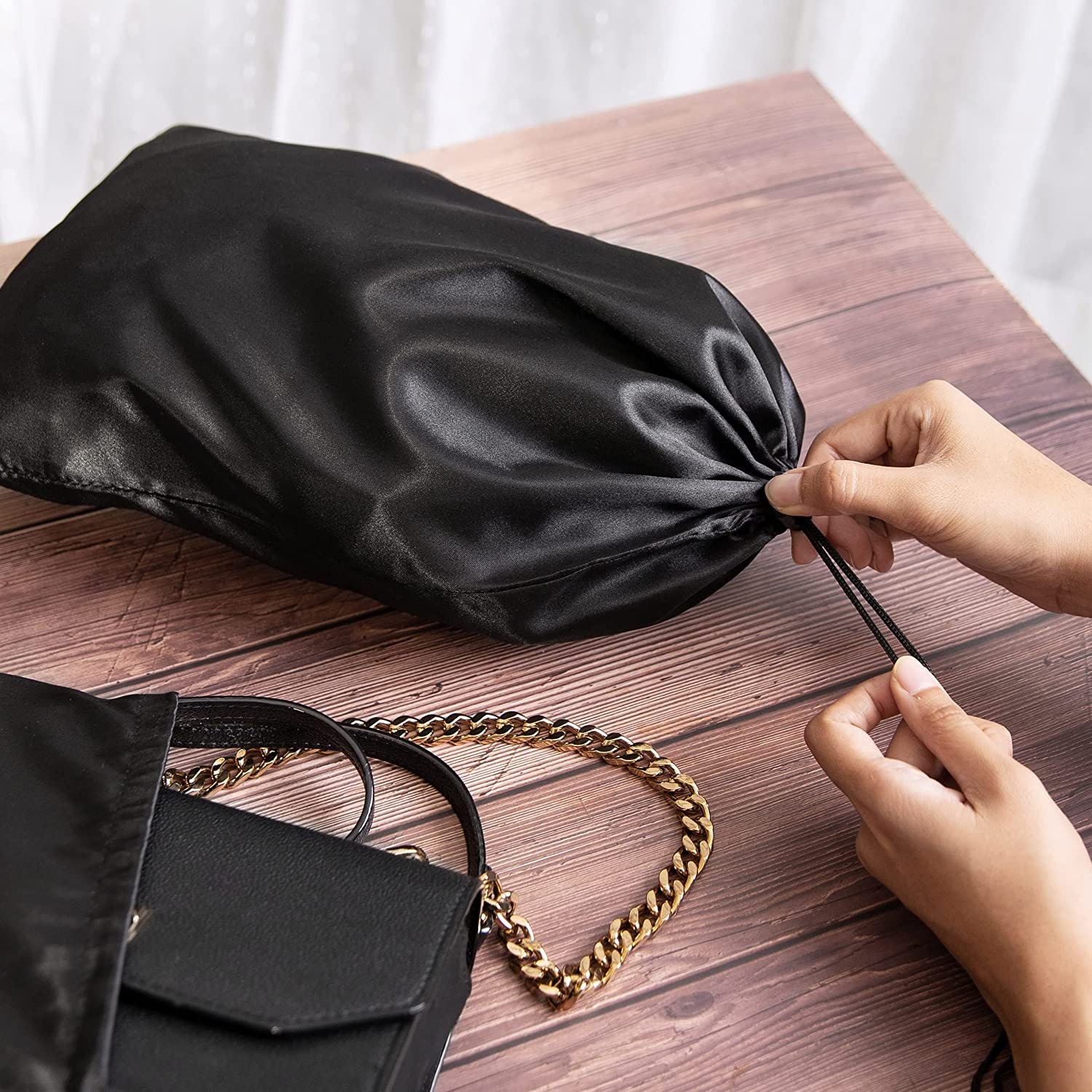Custom Luxury Black Satin Hair Gift Dust Bag Thick Silk Satin - Etsy