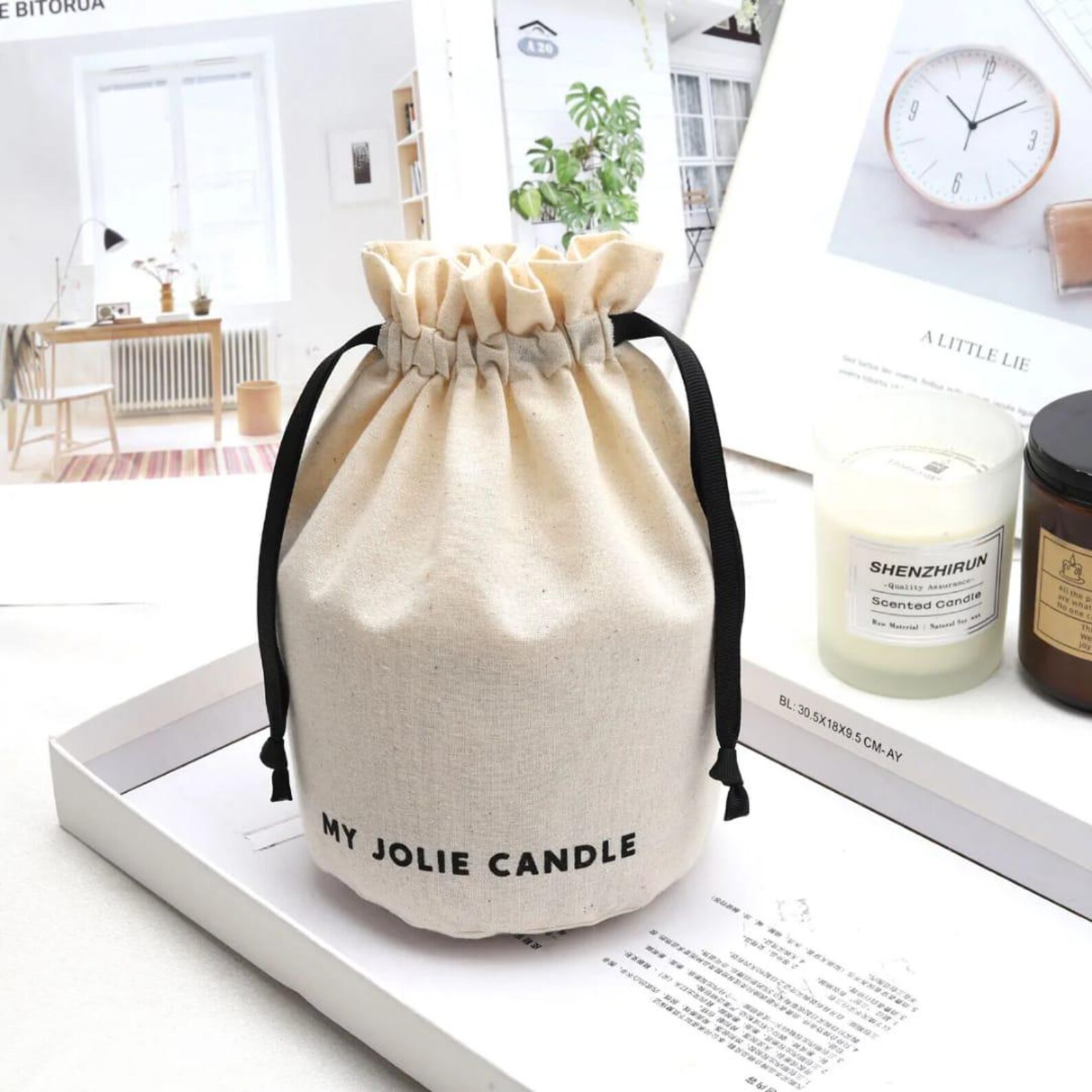 Candle Packaging Bag, Round Bottom Bag for Candles, Cotton Drawstring ...