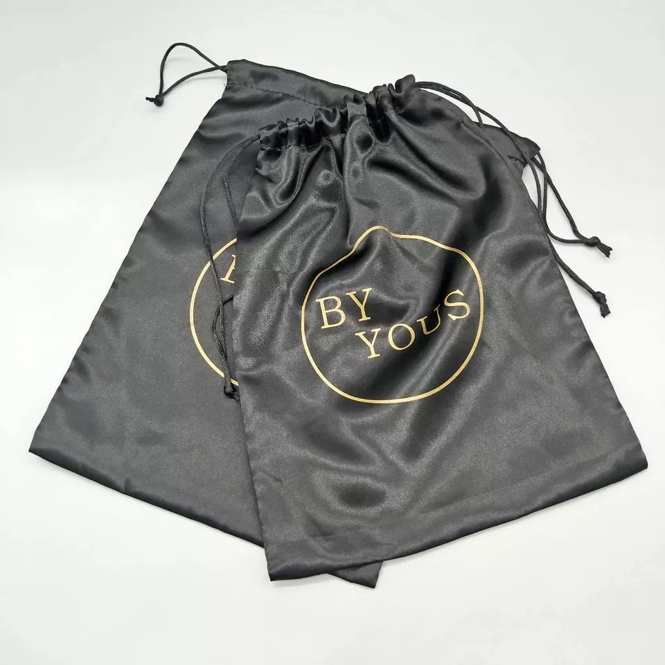 Custom Luxury Black Satin Hair Gift Dust Bag Thick Silk Satin - Etsy