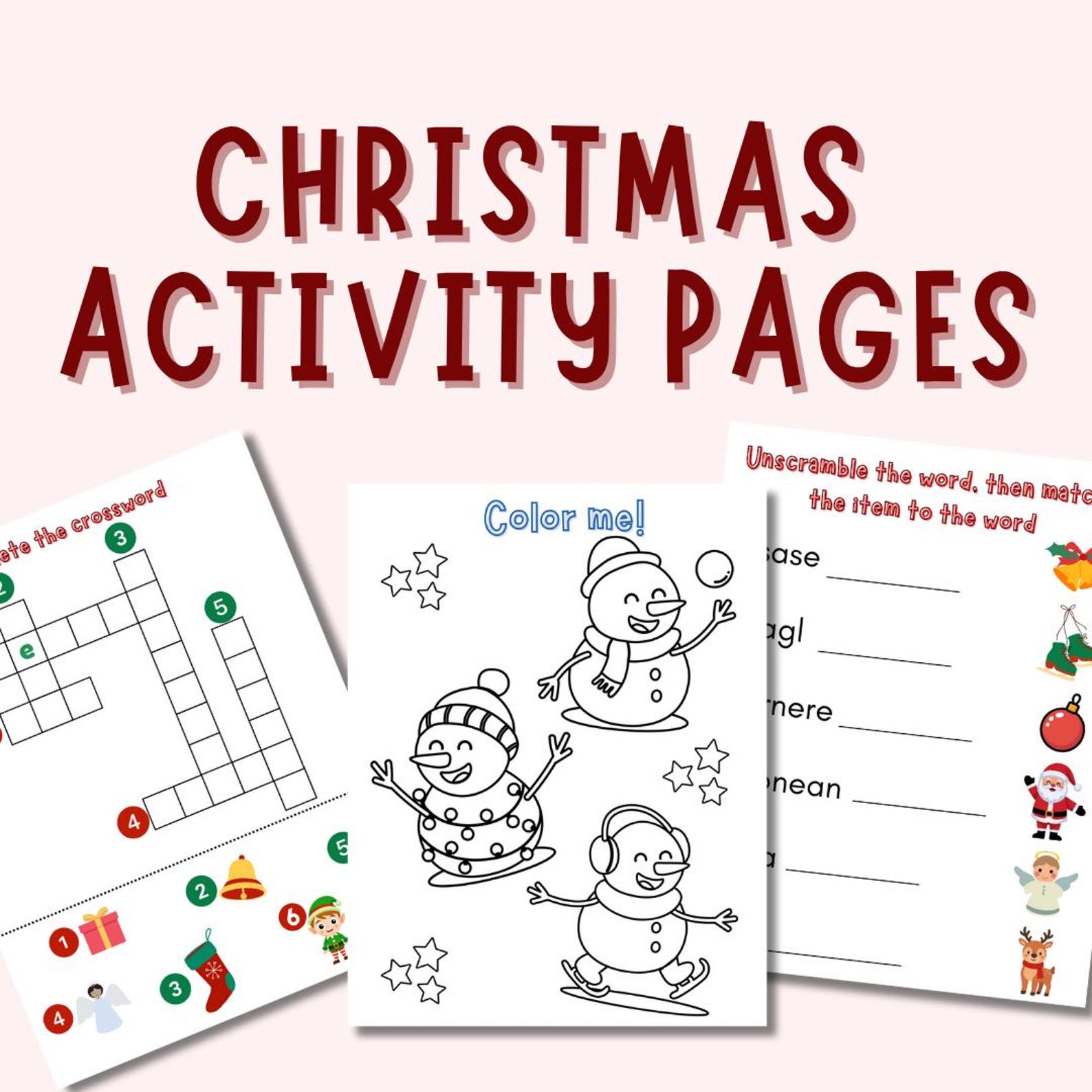 Kids Christmas Activity Pages - 20 Printable Sheets - Digital Download ...
