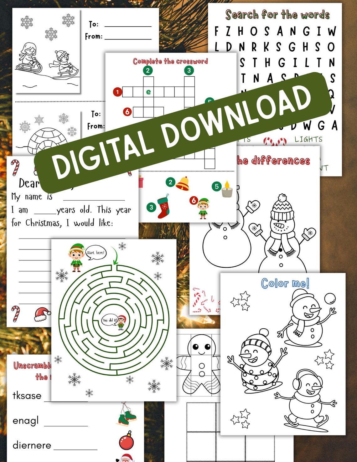 Kids Christmas Activity Pages - 20 Printable Sheets - Digital Download ...