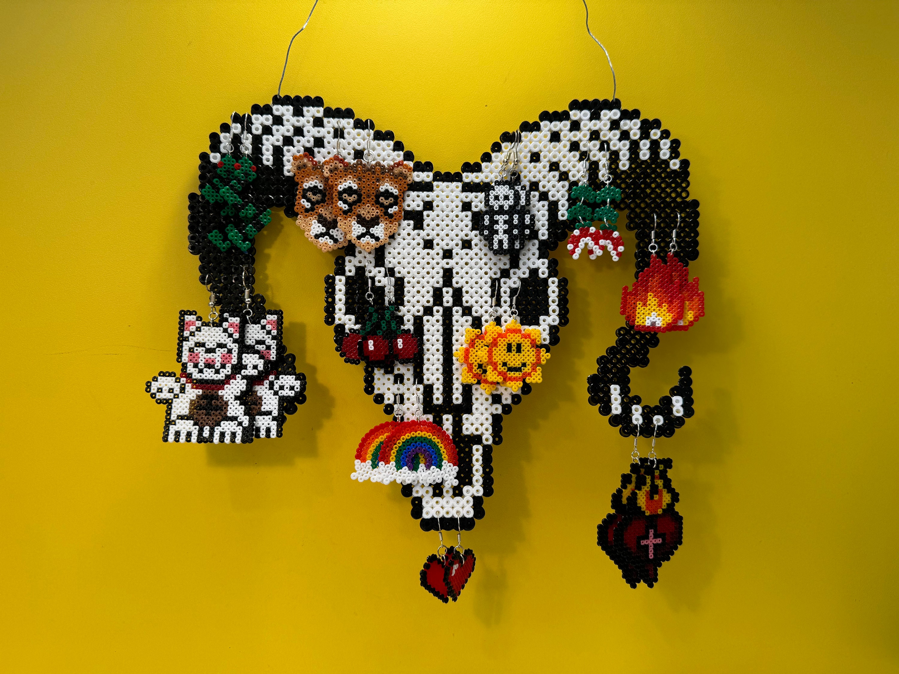 Handmade Hama Bead / Perler Bead Ram Skull Earring Holder / Wall Art ...