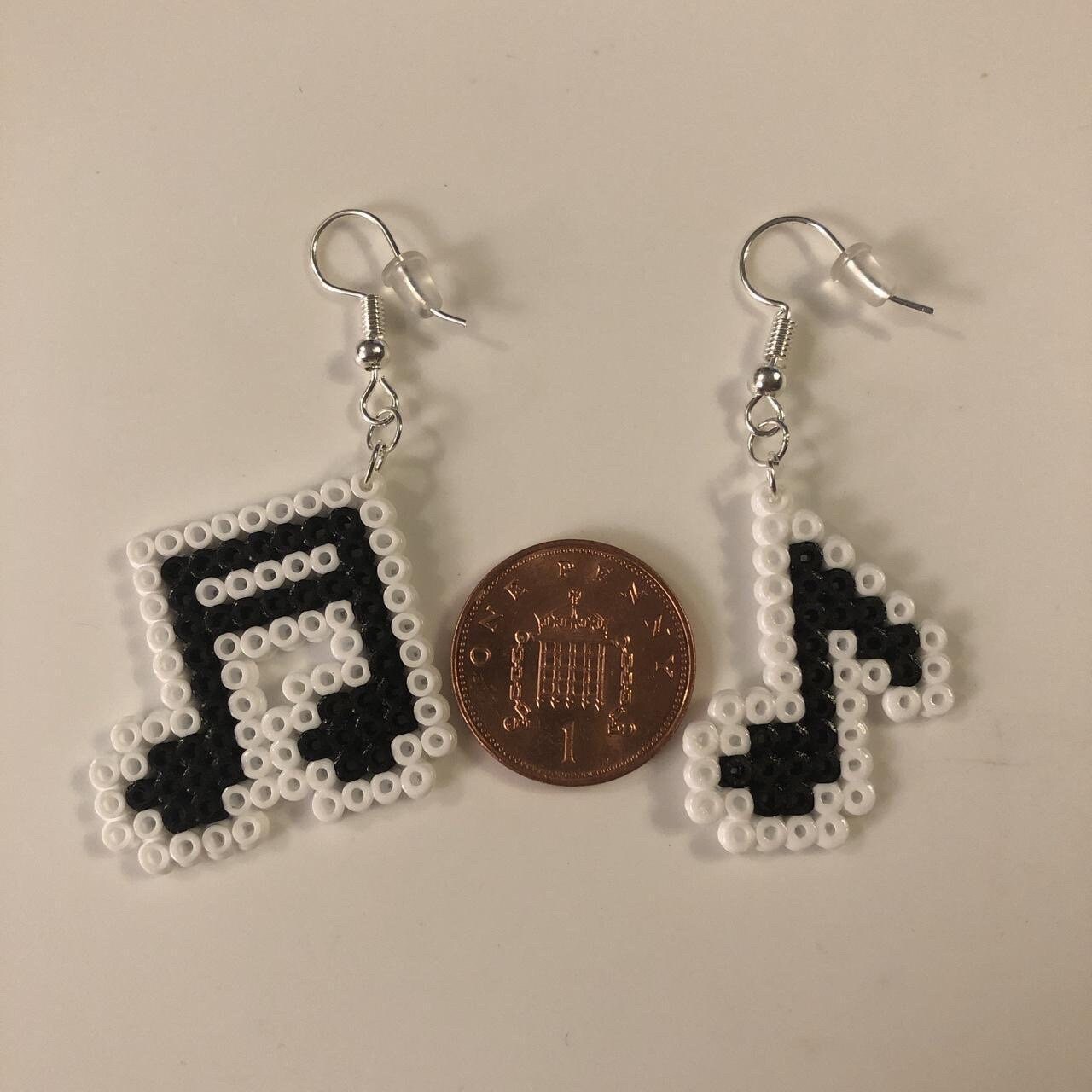 Novelty Handmade Musical Note Hama Perler Bead Earrings - Etsy