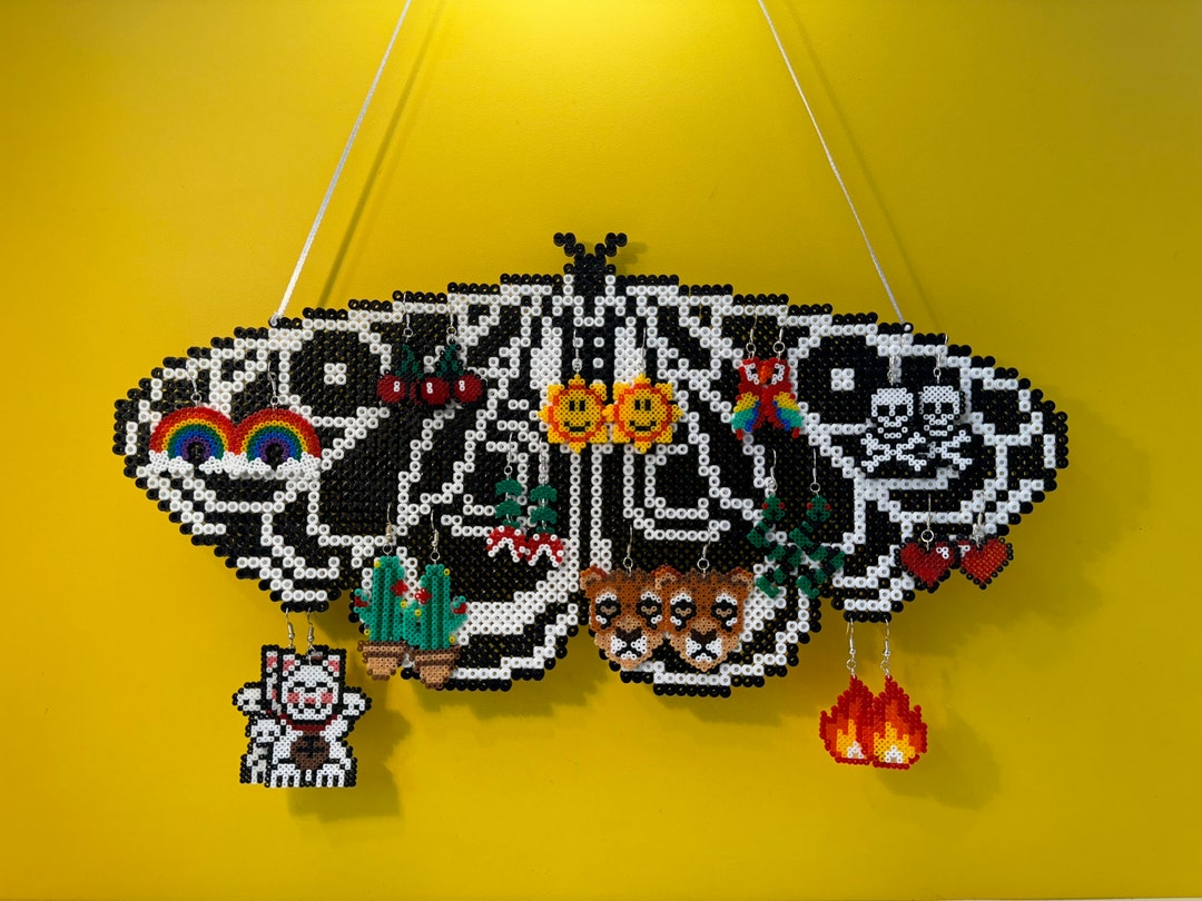 Handmade Hama Bead / Perler Bead Death Moth Earring Holder / Wall Art ...