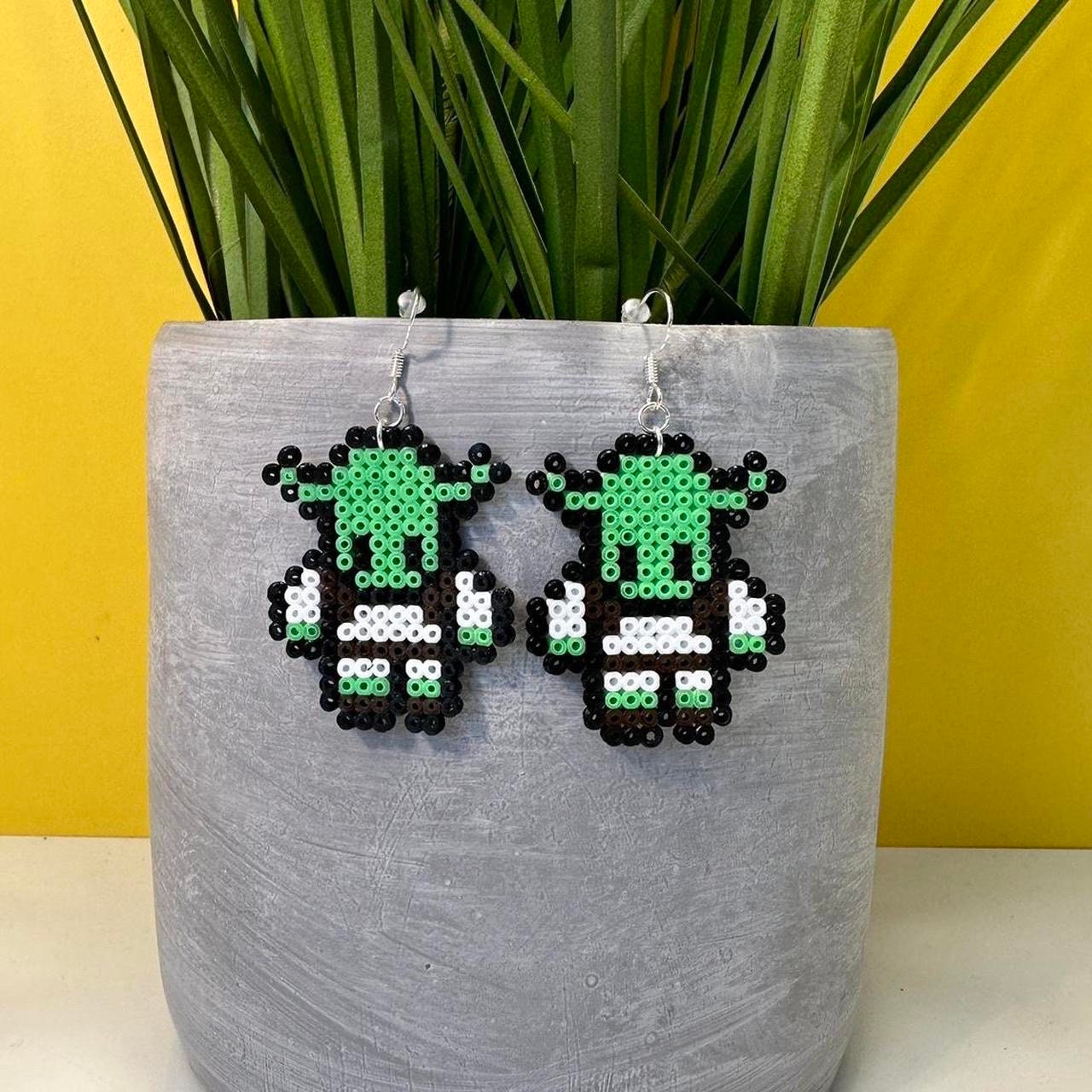 Novelty Handmade Shrek Hama Perler Bead Earrings - Etsy