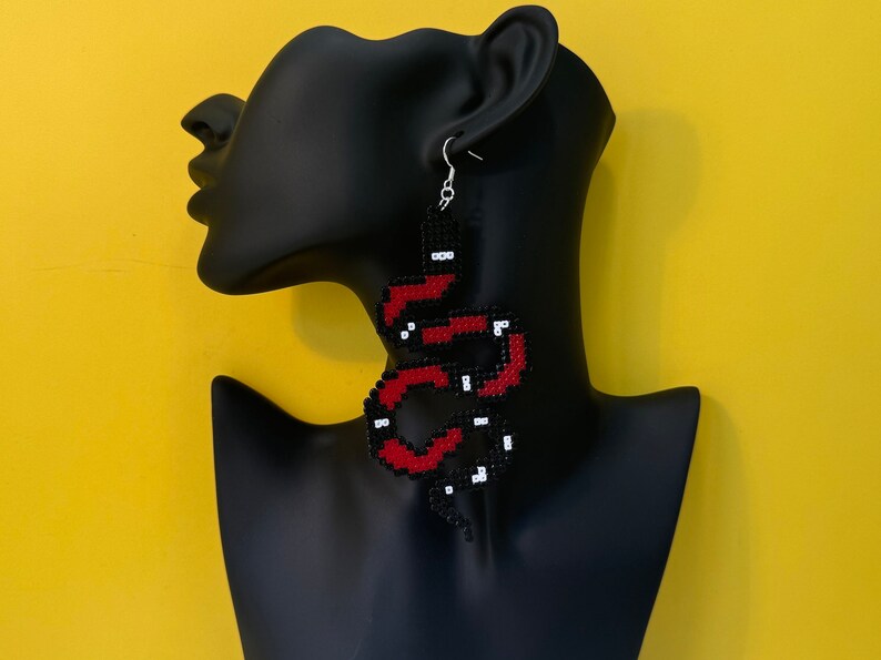 Novelty Handmade Statement Red Snake Hama Perler Bead Earrings - Etsy
