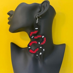 Novelty Handmade Statement Red Snake Hama Perler Bead Earrings - Etsy