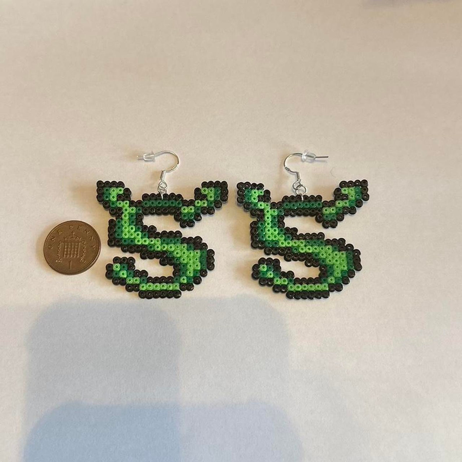Novelty Handmade Shrek Hama Perler Bead Earrings - Etsy
