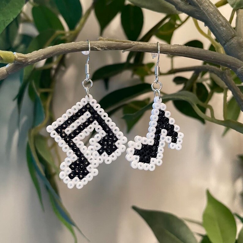 Novelty Handmade Musical Note Hama Perler Bead Earrings - Etsy
