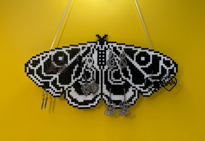 Handmade Hama Bead / Perler Bead Death Moth Earring Holder / Wall Art ...