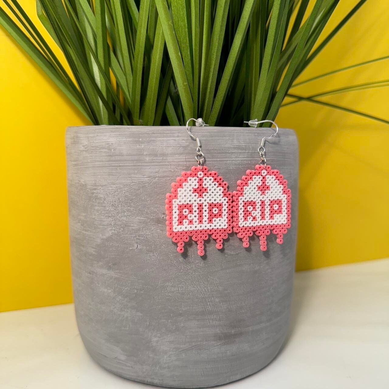 Novelty Handmade Dripping Headstone Hama Perler Bead Earrings - Etsy