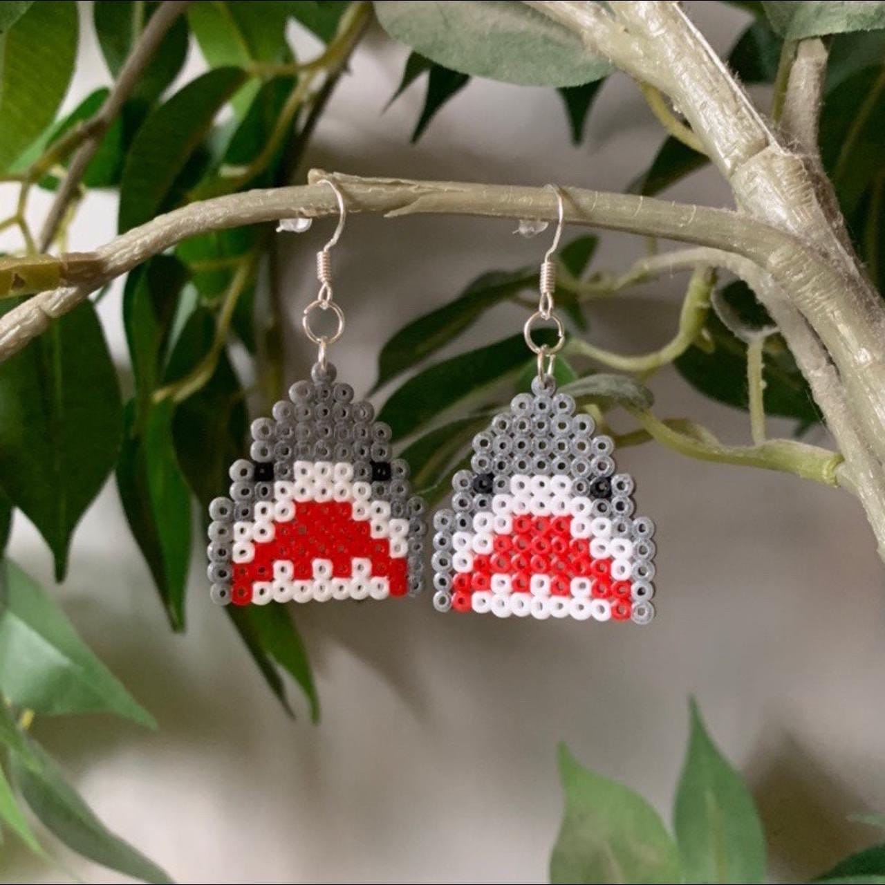 Novelty Handmade Shark Head Hama Perler Bead Earrings - Etsy
