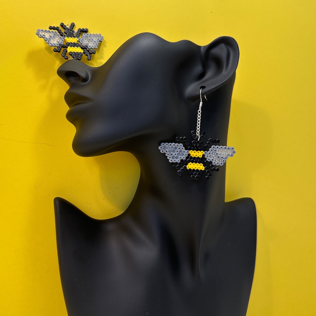 Novelty Handmade Unique Bee Hama Perler Bead Dangle Earrings - Etsy