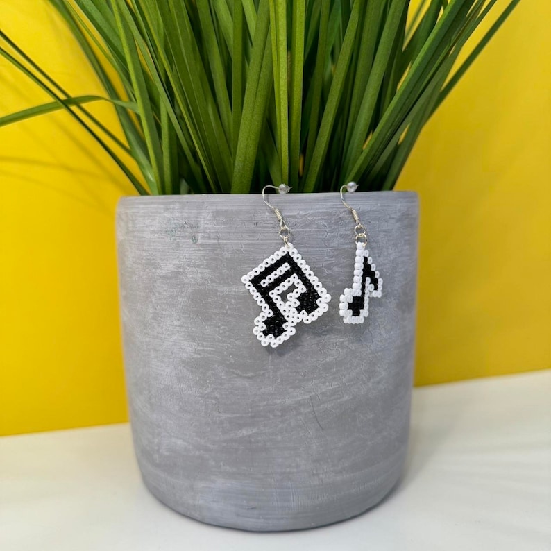 Novelty Handmade Musical Note Hama Perler Bead Earrings - Etsy