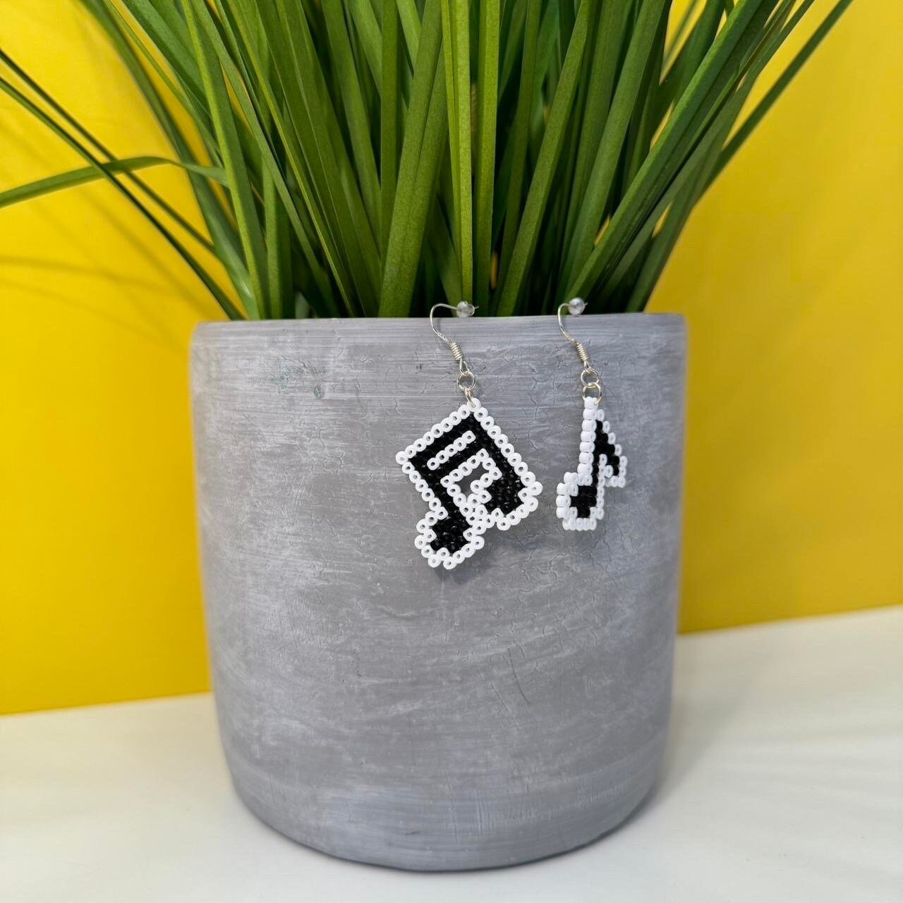 Novelty Handmade Musical Note Hama Perler Bead Earrings - Etsy