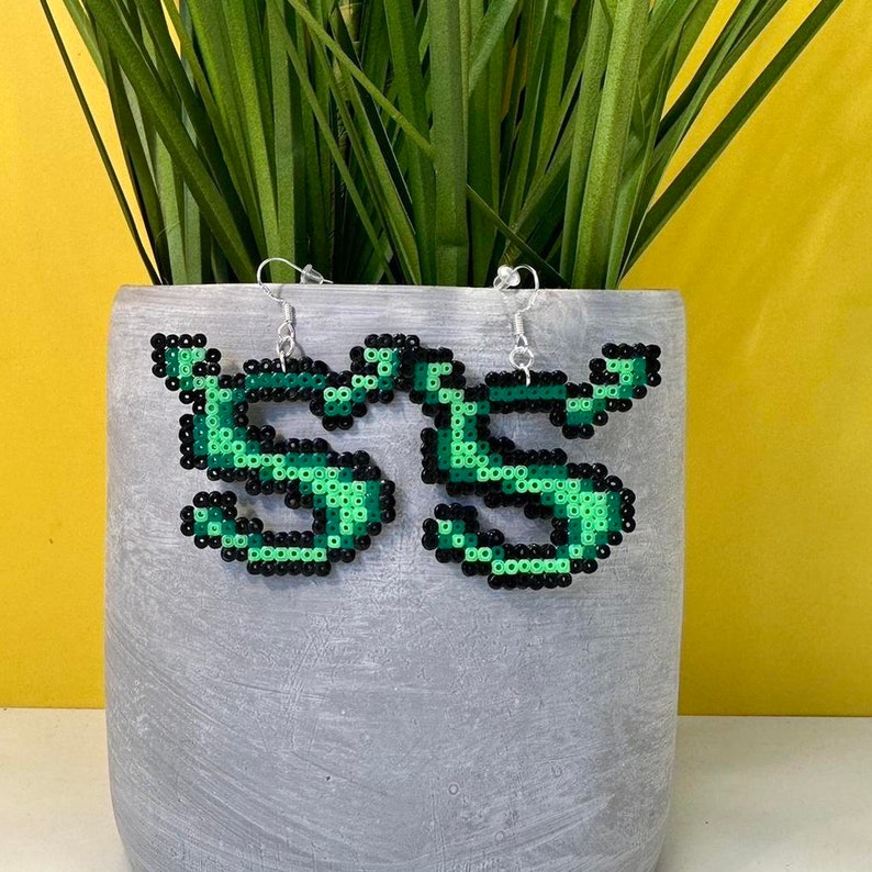 Novelty Handmade Shrek Hama Perler Bead Earrings - Etsy