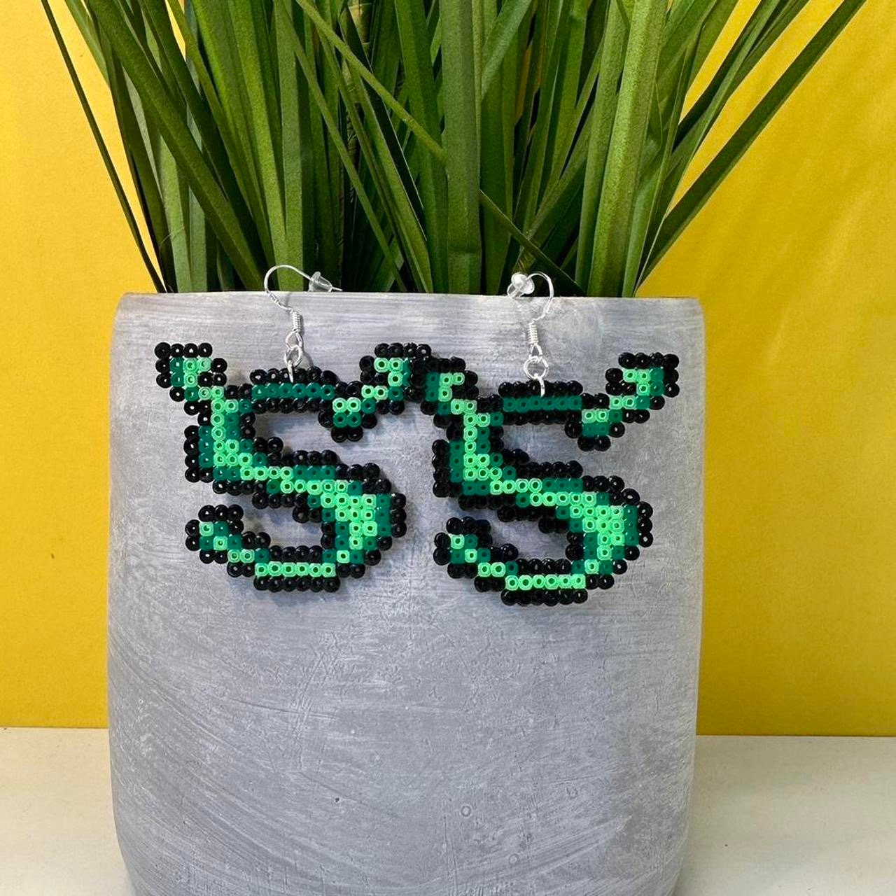 Novelty Handmade Shrek Hama Perler Bead Earrings - Etsy