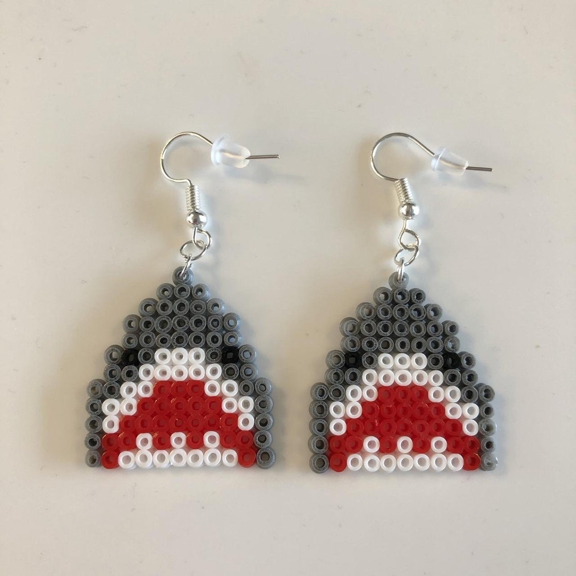 Novelty Handmade Shark Head Hama Perler Bead Earrings - Etsy