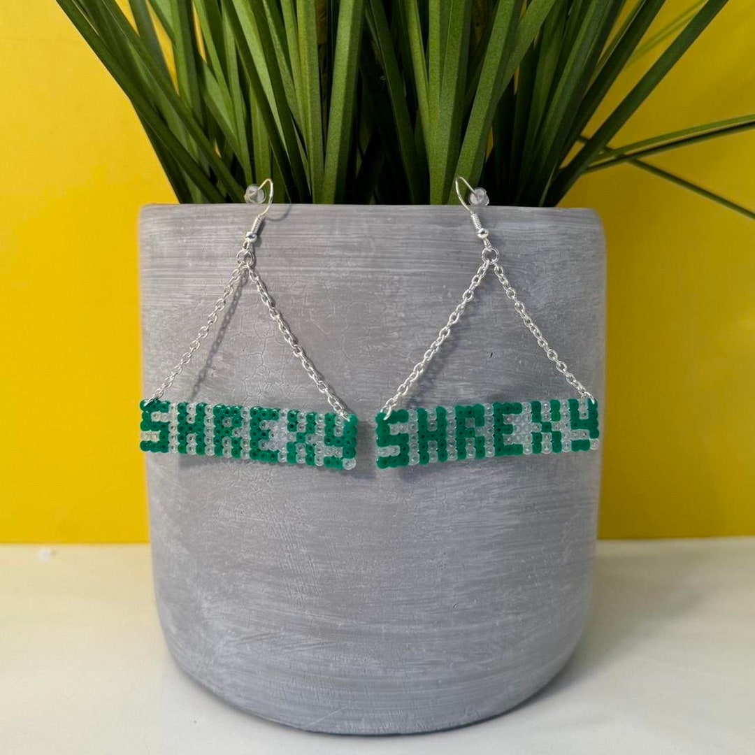 Novelty Handmade shrexy Shrek Inspired Hama Perler Bead Earrings - Etsy