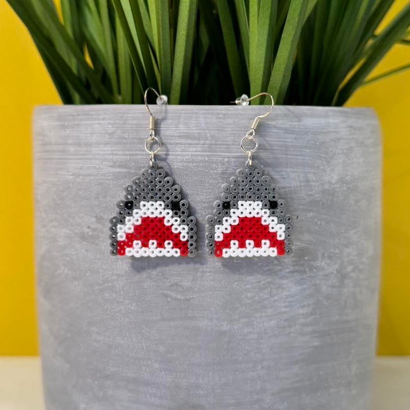 Novelty Handmade Shark Head Hama Perler Bead Earrings - Etsy