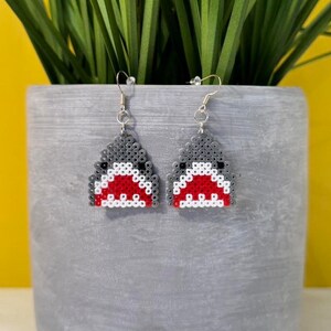 Novelty Handmade Shark Head Hama Perler Bead Earrings - Etsy