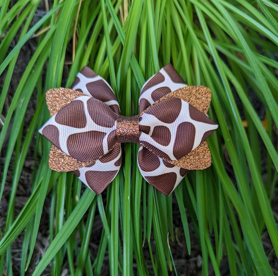 Giraffe Glitter Hair Bow Safari Birthday Bow Wild One Bow - Etsy