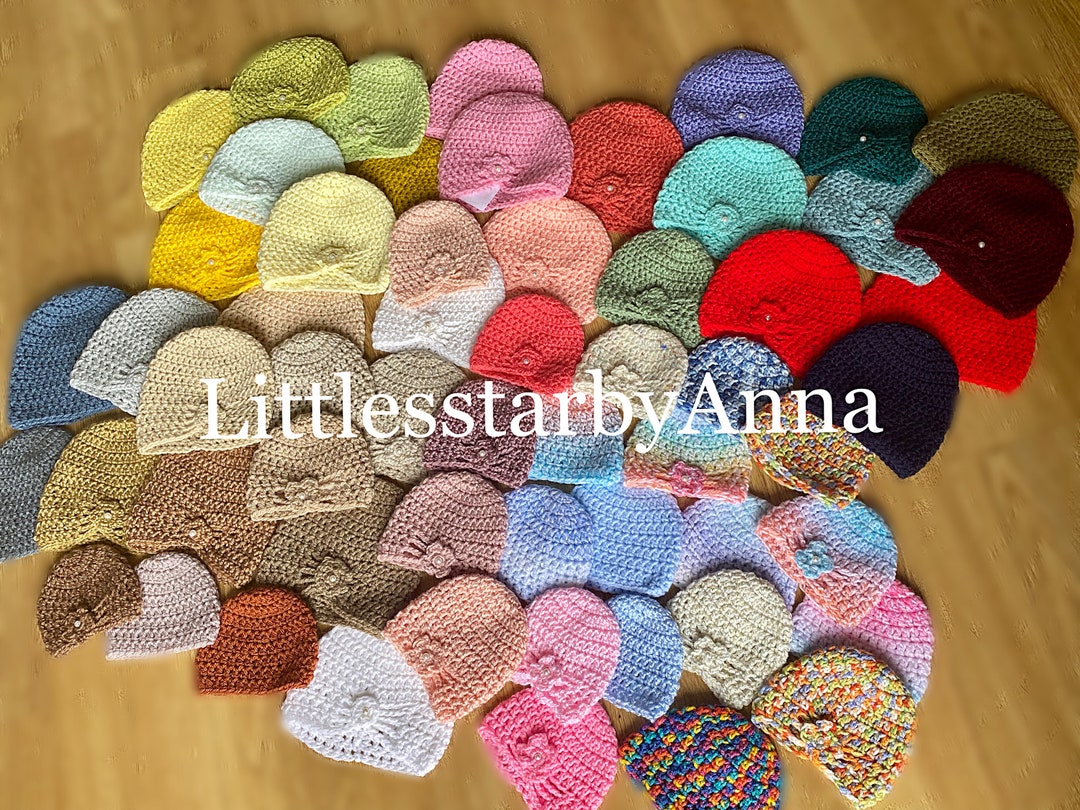 Micropreemie Newborn Hospital Baby Hats Handmade Crochet 67 Colours ...