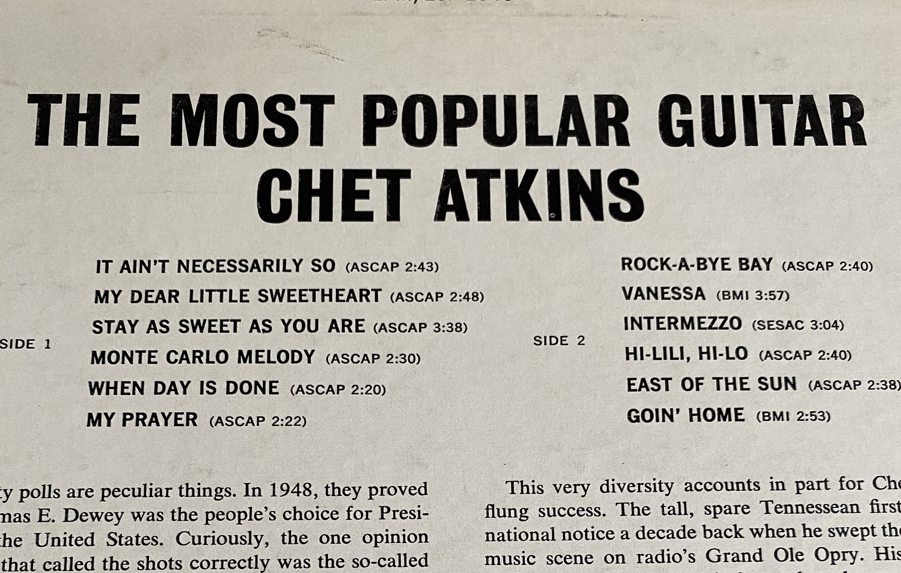 Vinyl Chet Atkins the Most Popular Guitar Cheesecake Cover 33 Original ...
