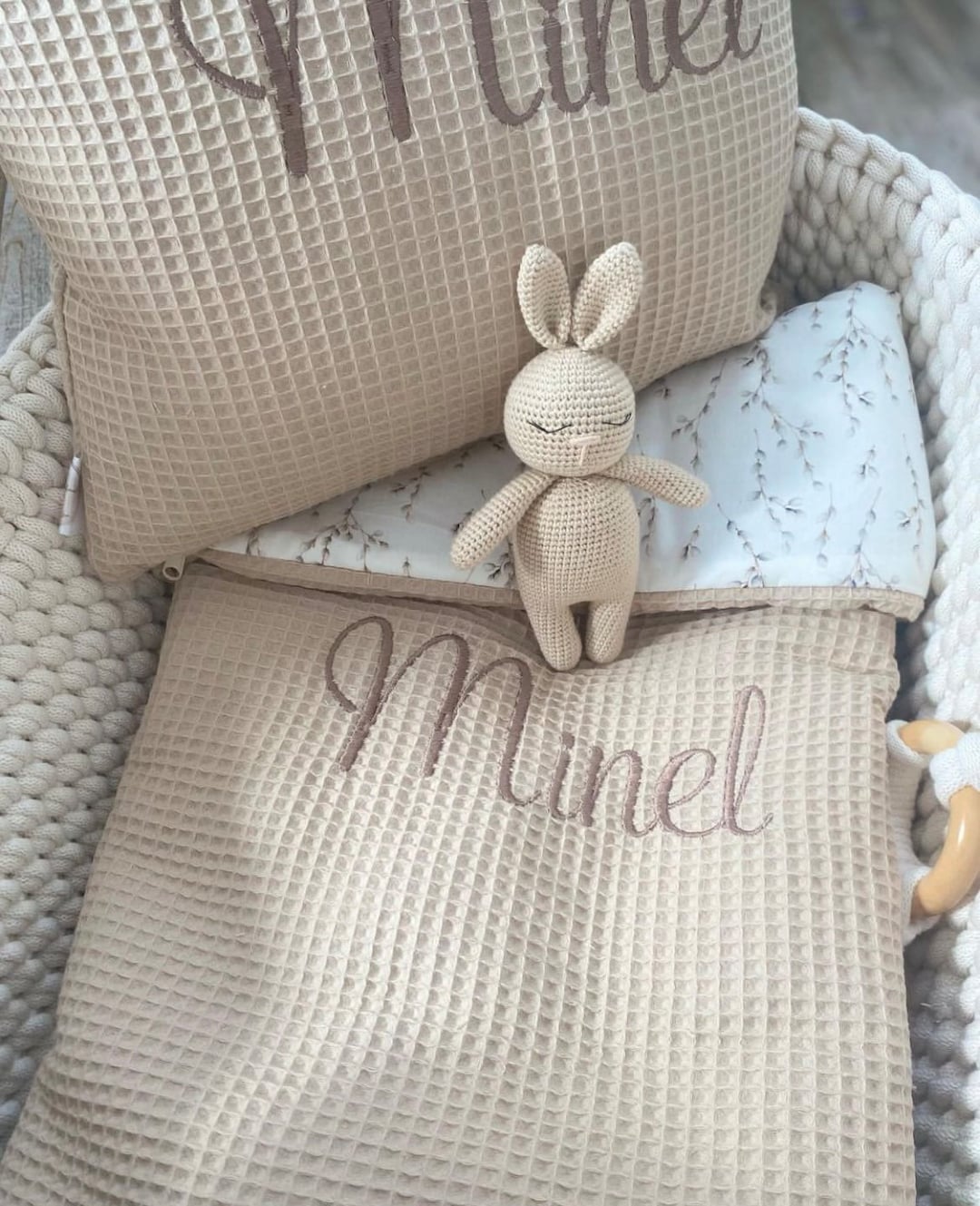 Babydecke mit Namen personalisiert – Set aus Decke und Kissen ...