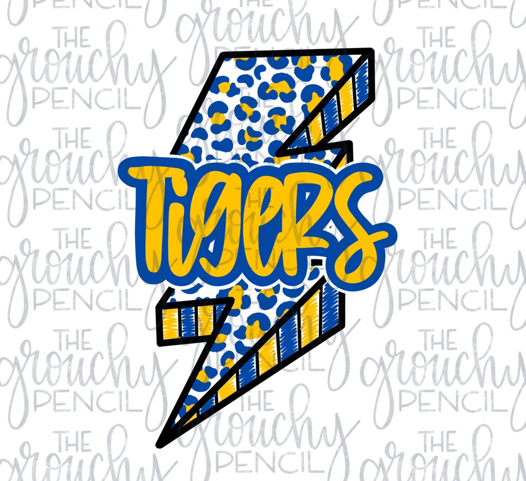 Tigers Lightning Bolt Mascot Baseball Softball Basketball Football Team ...